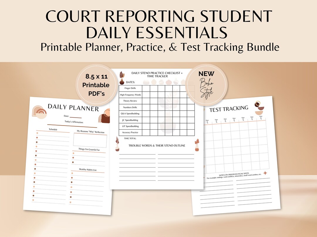 Court Reporting Student Planner | Steno Student Speed Tracker ...