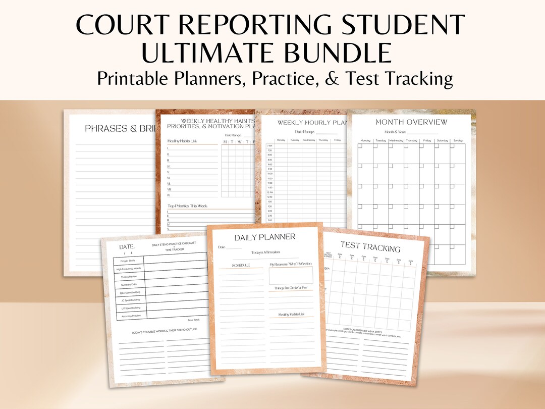 Court Reporting Student Planner | Steno Student Speed Tracker ...