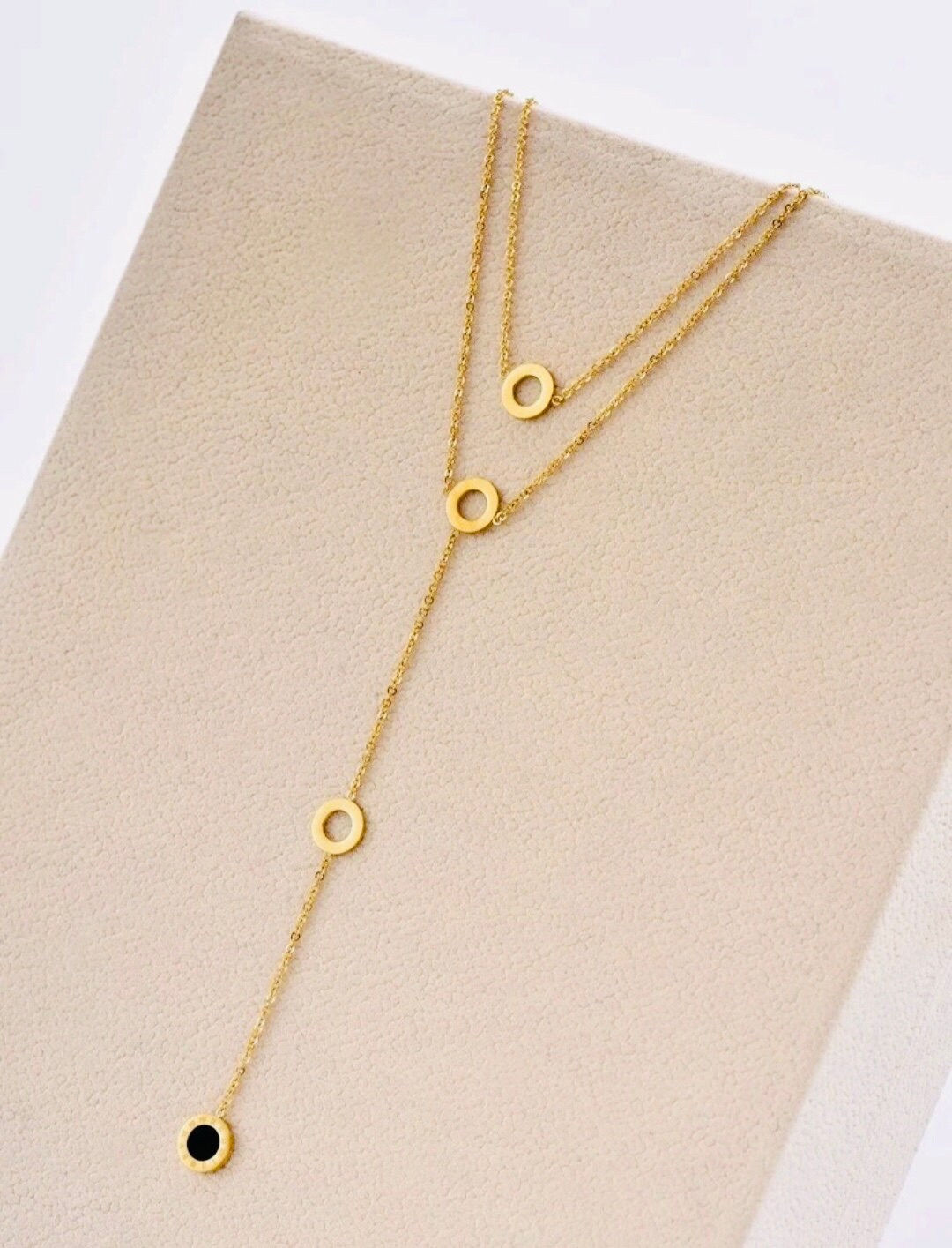 Minimalist Double Chain Round Pendant Necklace in Stainless - Etsy