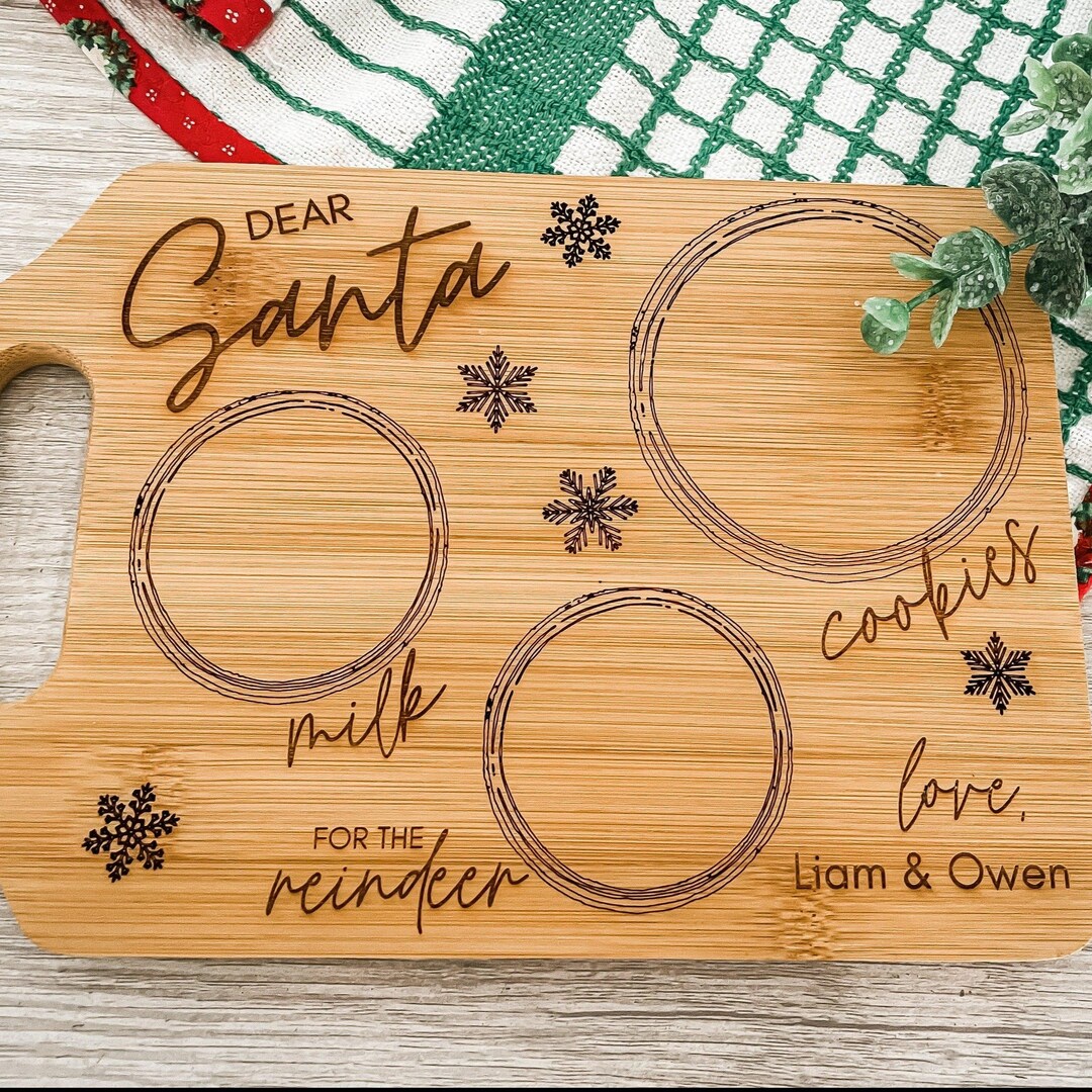 Santa Cookies and Milk Tray, Personalized Santa Tray, Christmas Gift ...