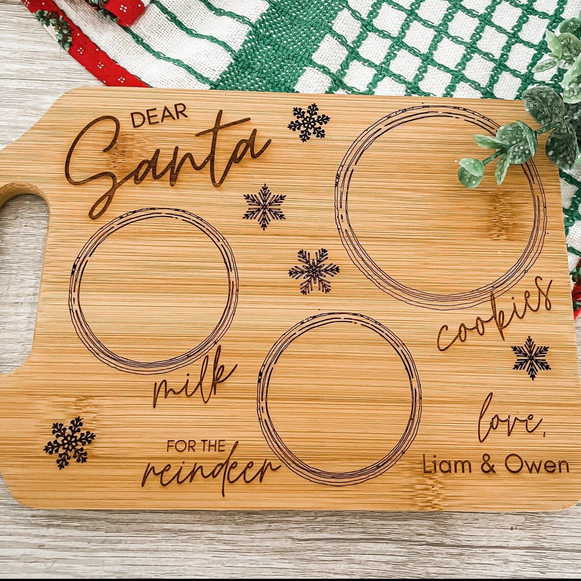 Santa Cookies and Milk Tray, Personalized Santa Tray, Christmas Gift ...