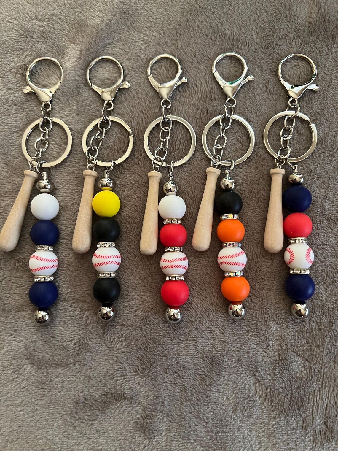 Baseball Beaded Keychain - Etsy