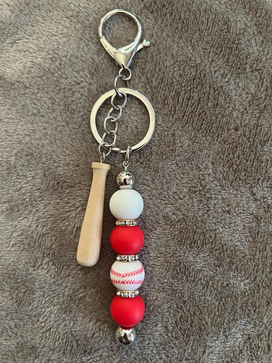 Baseball Beaded Keychain - Etsy