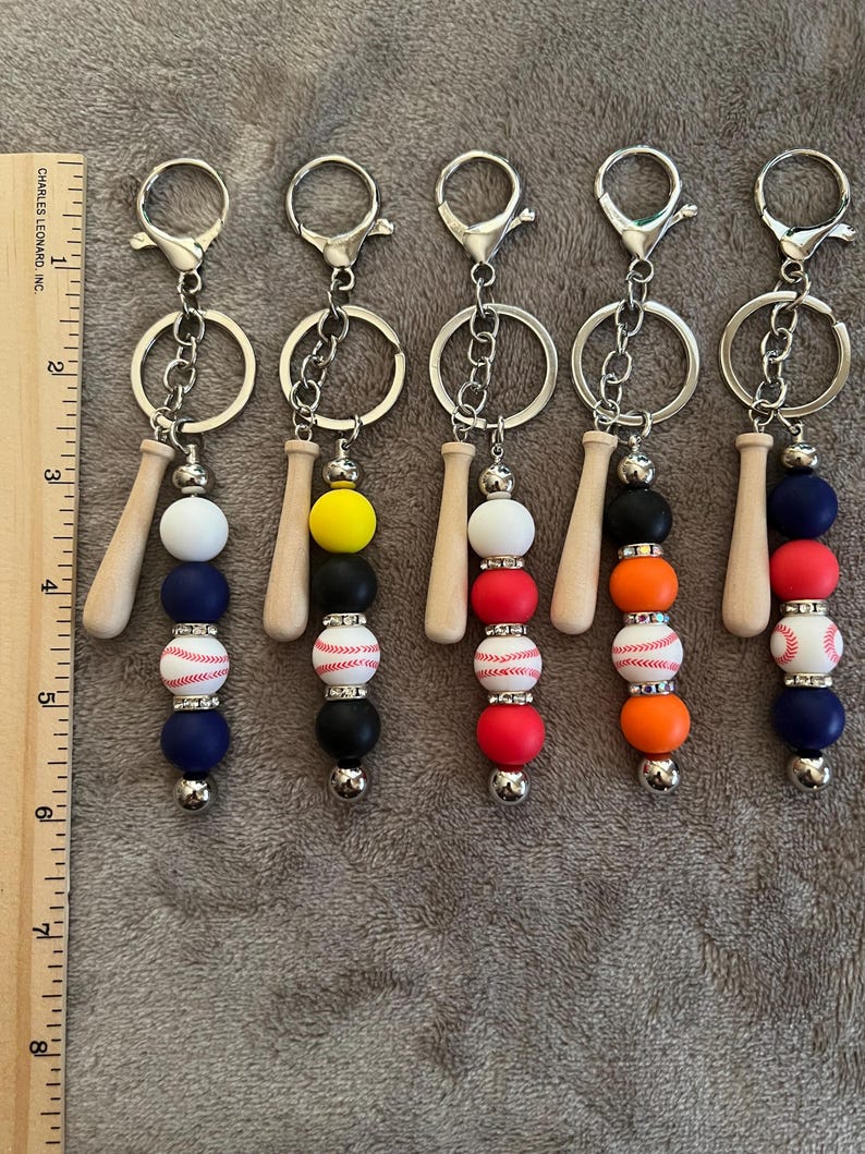 Baseball Beaded Keychain - Etsy