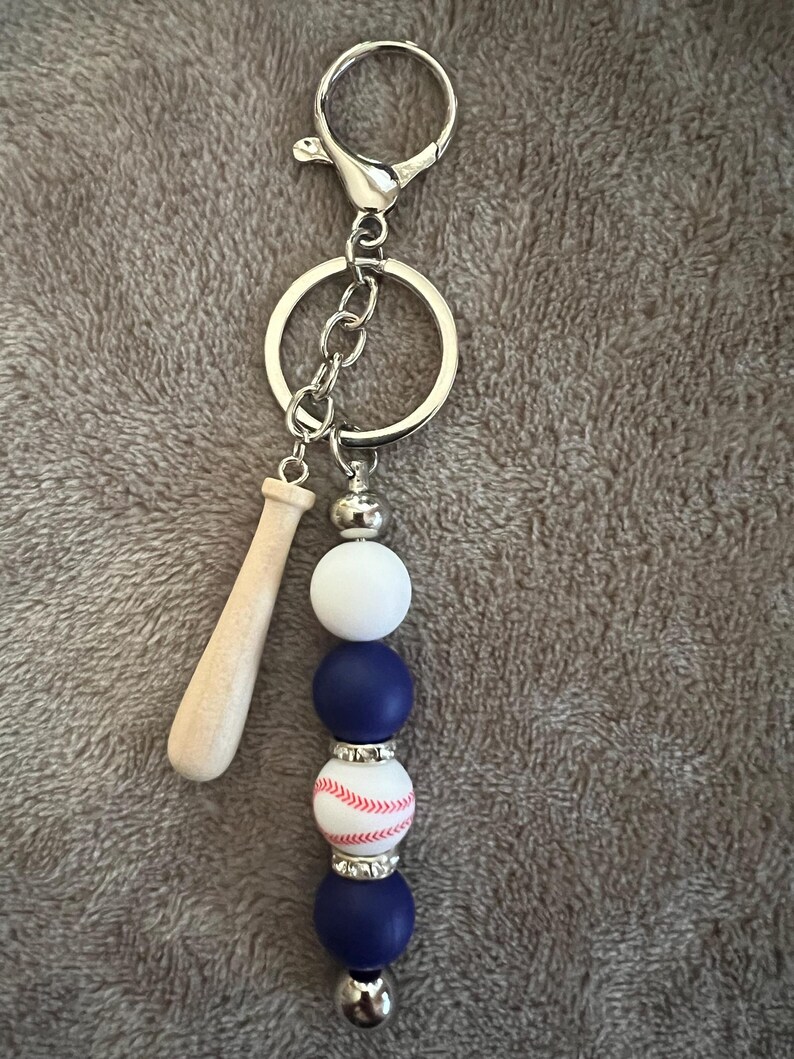Baseball Beaded Keychain - Etsy