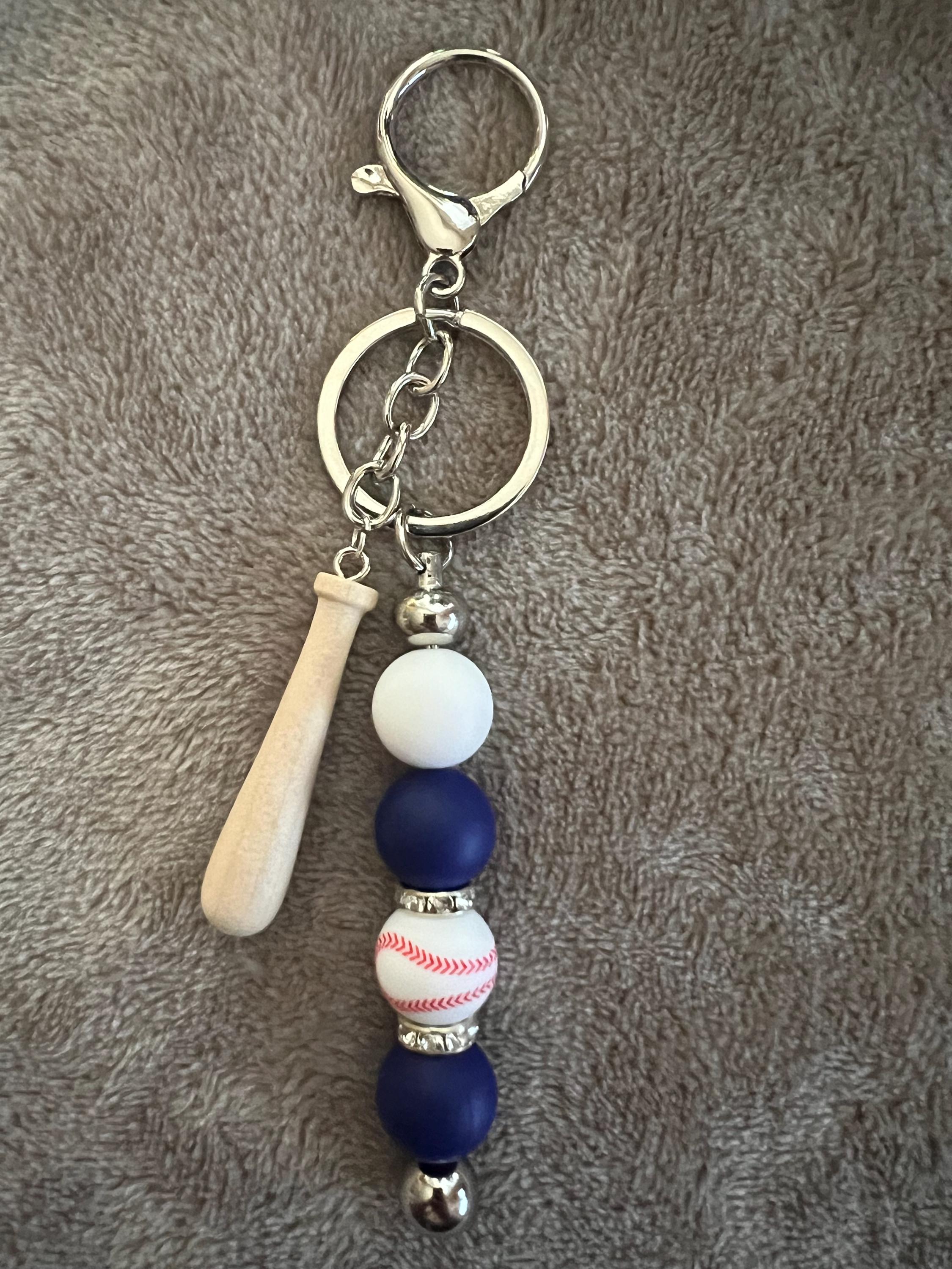 Baseball Beaded Keychain - Etsy
