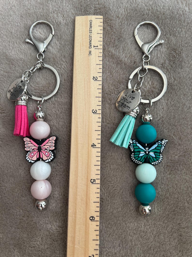 Butterfly Beaded Keychain - Etsy