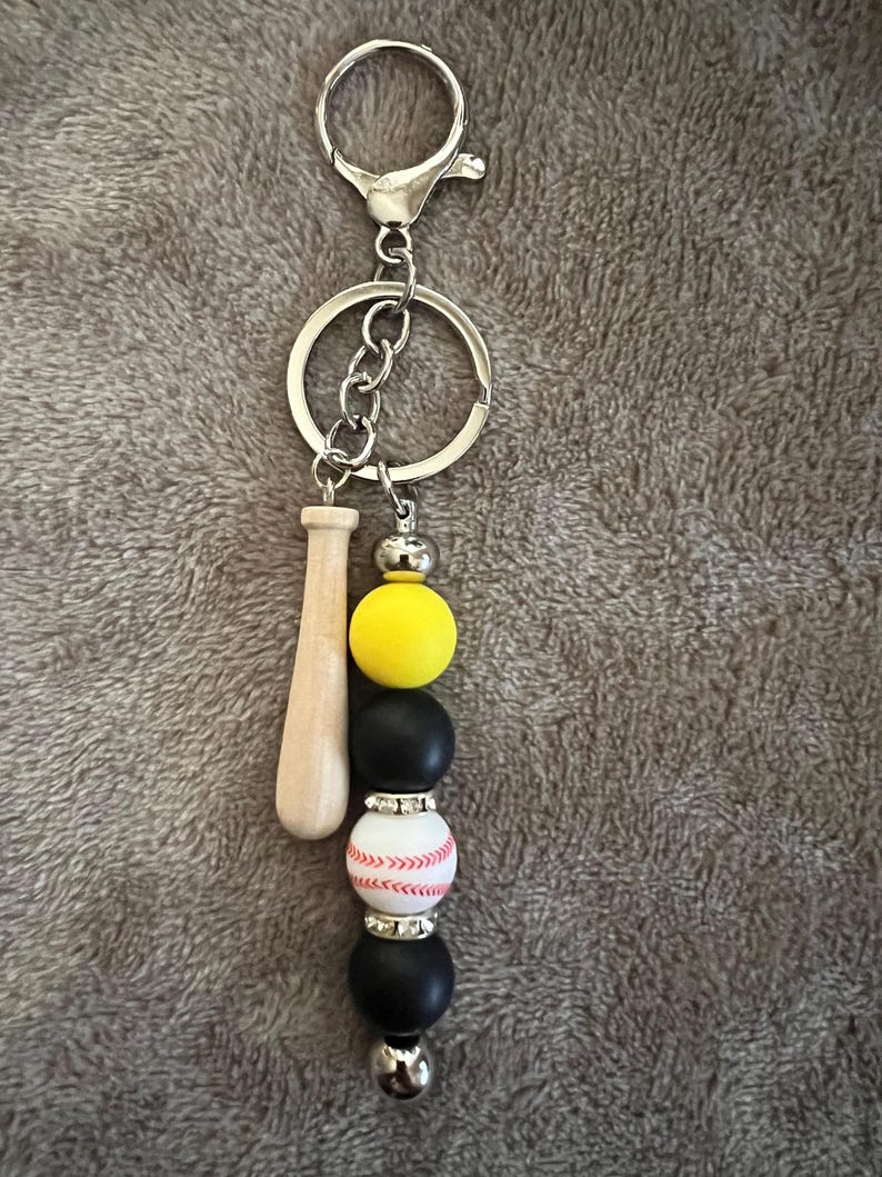 Baseball Beaded Keychain - Etsy