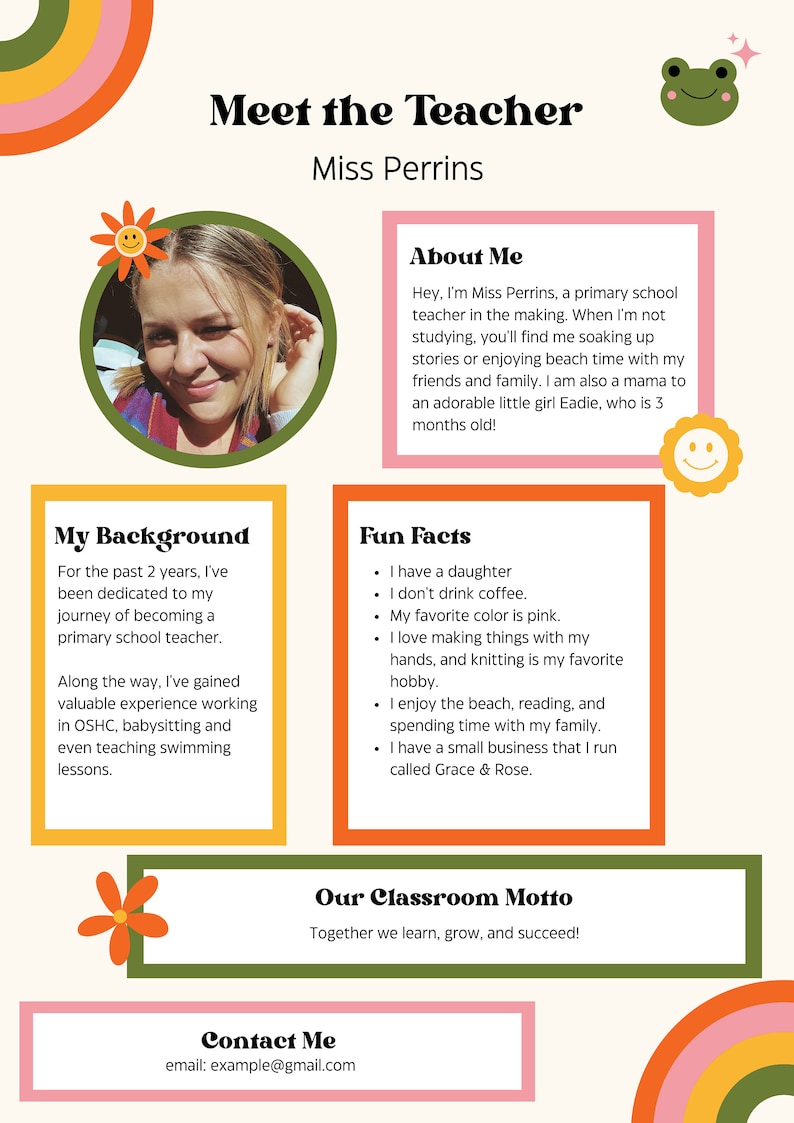 Meet the Teacher Editable Template // Boho Colorful Meet the Teacher ...