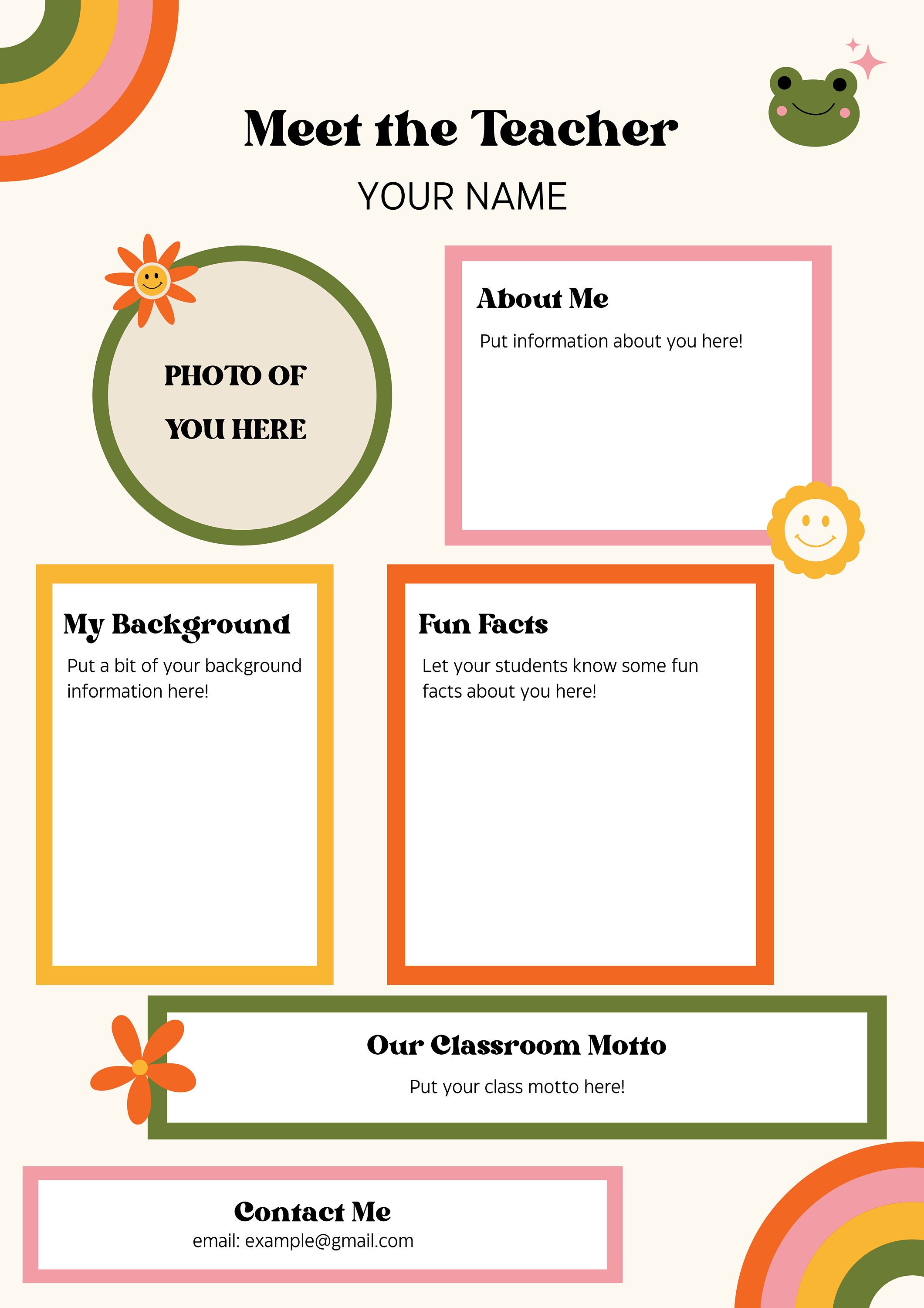 Meet the Teacher Editable Template // Boho Colorful Meet the Teacher ...
