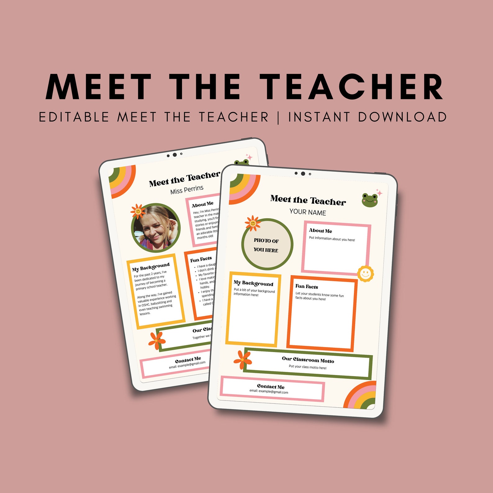Meet the Teacher Editable Template // Boho Colorful Meet the Teacher ...