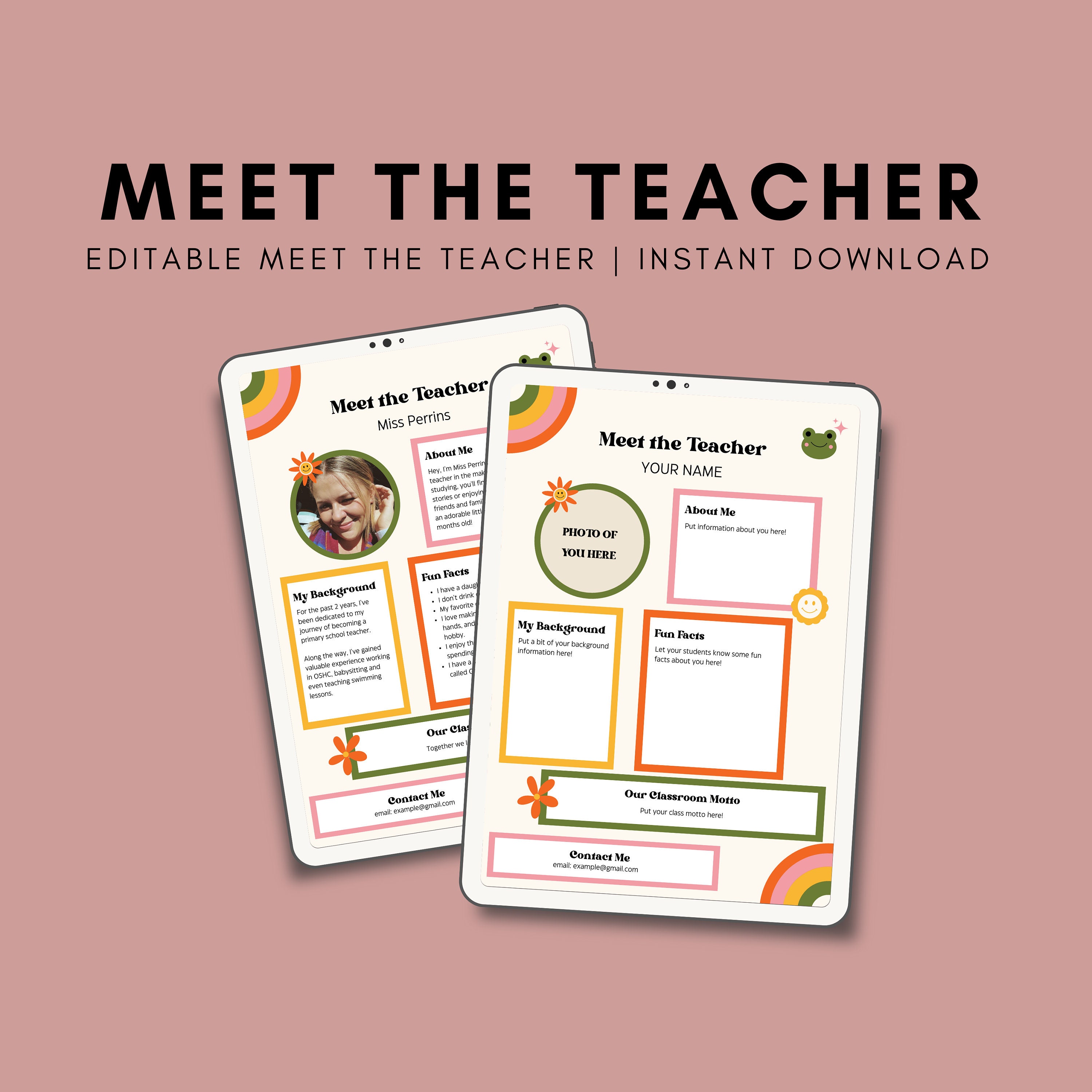 Meet the Teacher Editable Template // Boho Colorful Meet the Teacher ...