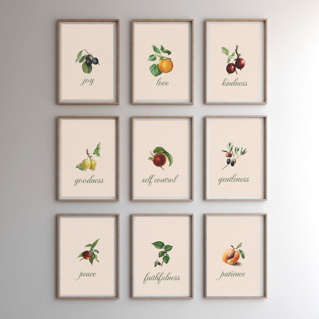Set of 9 Fruit of the Spirit Digital Printable Art | Inspirational ...