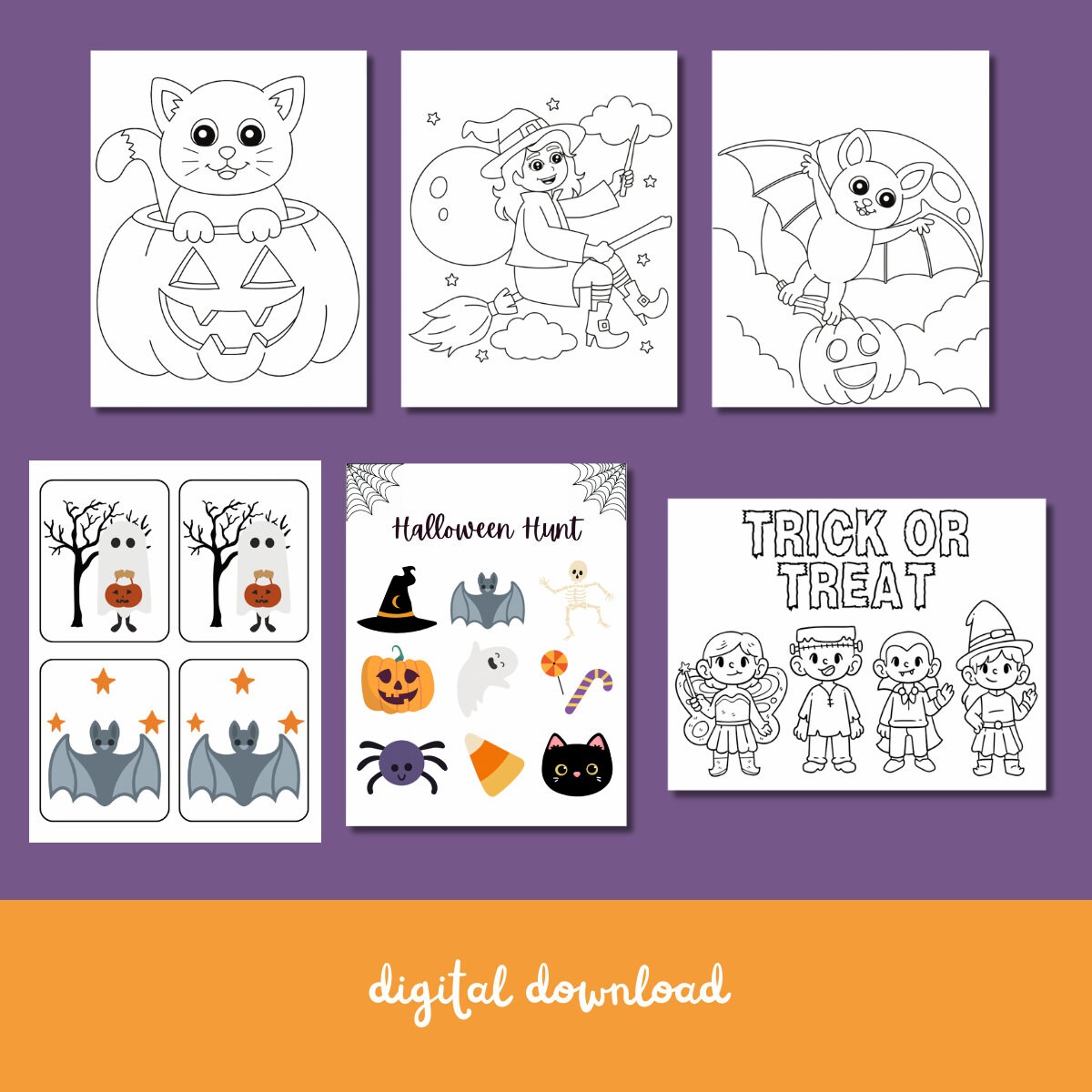 13 Halloween Themed Activity Pages for Preschoolers, Printable With ...