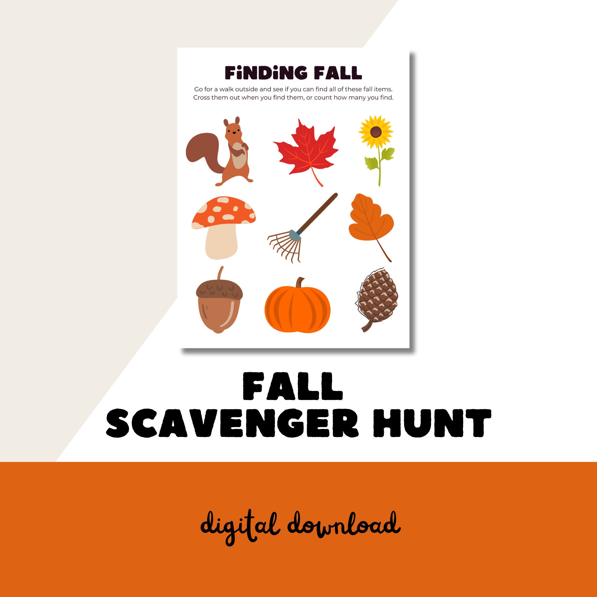 Fall Scavenger Hunt, Printable Kid's Autumn Activity, Fun Digital ...
