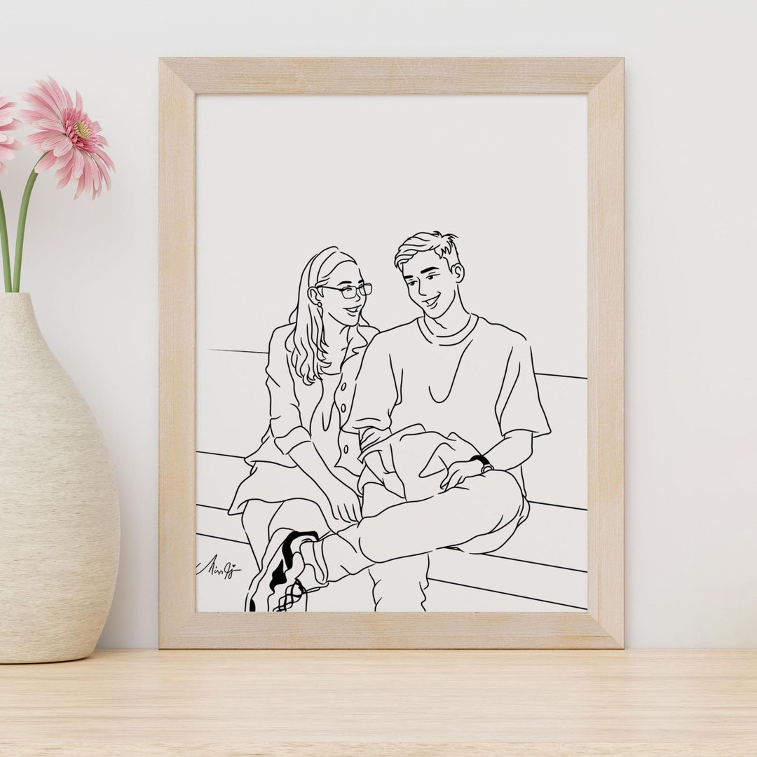 Custom Line Art Couple Portrait, Custom Couple Drawing, Custom Line ...