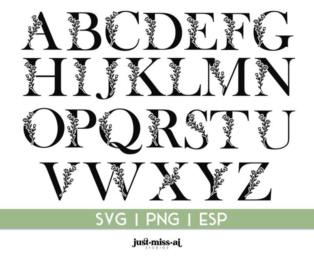 Floral Letter Monograms Svg Png Esp, Floral Alphabet Svg, Floral Letter ...