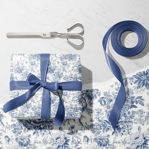 Vintage Chinoiserie Wrapping Paper With Oriental Bird, Dainty Blue ...
