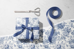 Vintage Chinoiserie Wrapping Paper With Oriental Bird, Dainty Blue ...