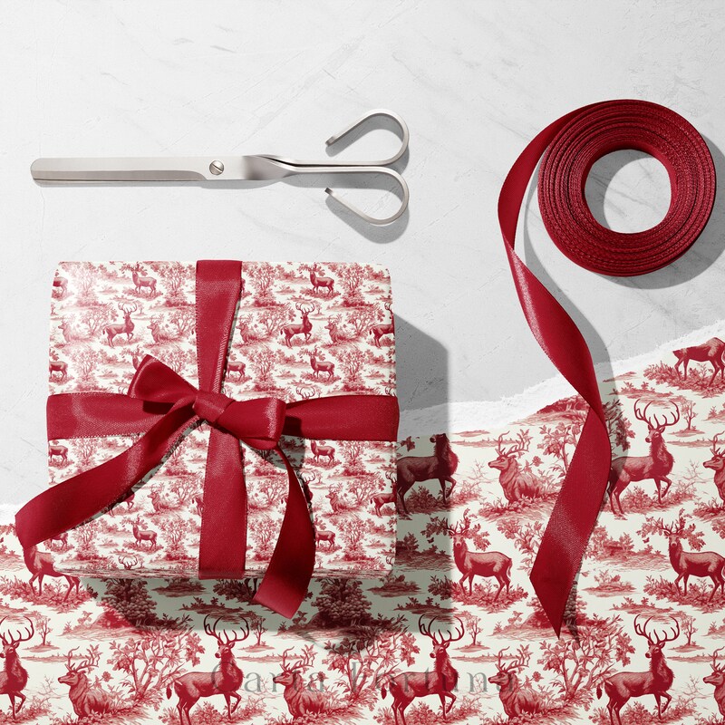 Red Toile Paper - Etsy