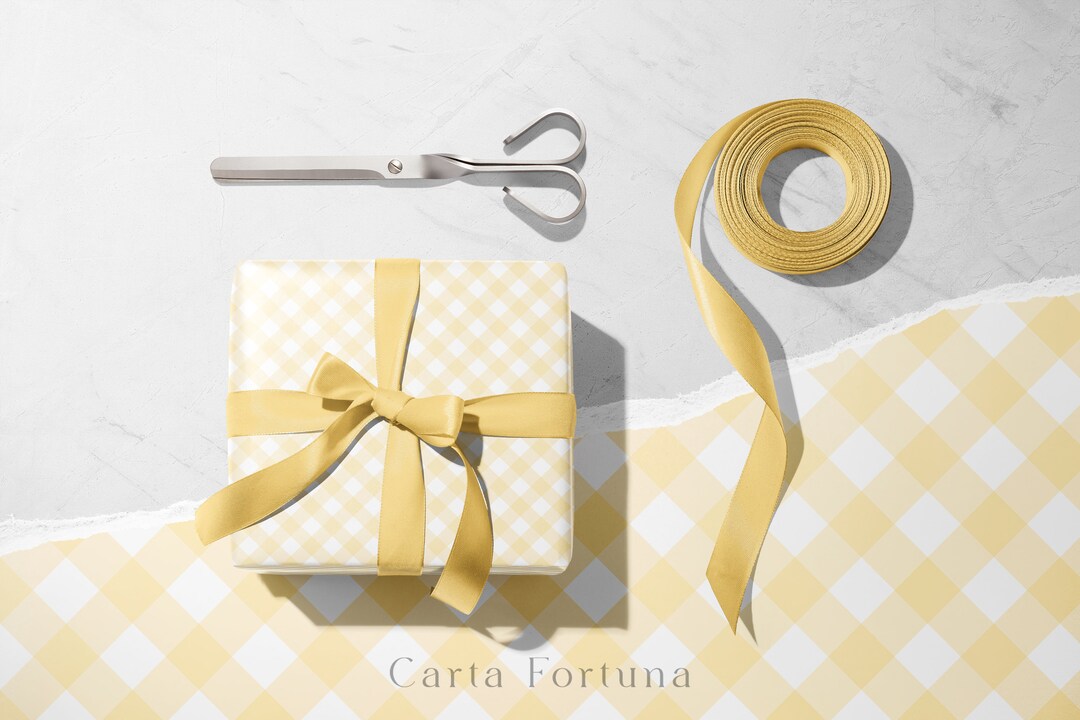 Yellow Gingham Wrapping Paper Yellow White Gift Wrap Cute - Etsy