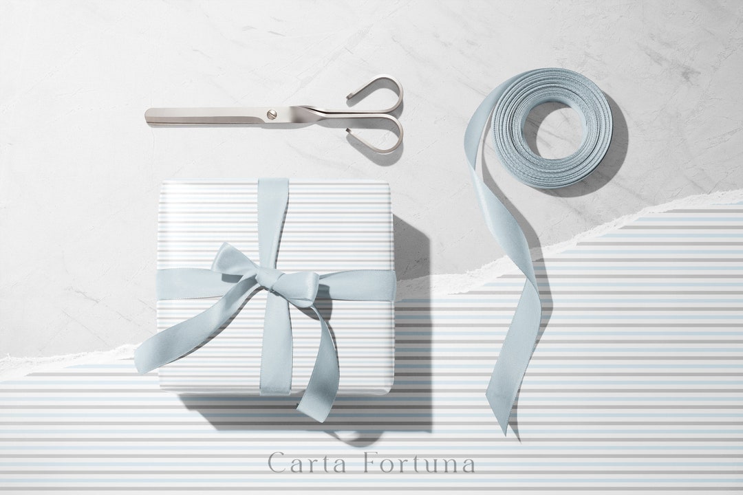 Hamptons Pin Stripe Gift Wrap, Bachelorette Party, Blue Wrapping Paper ...