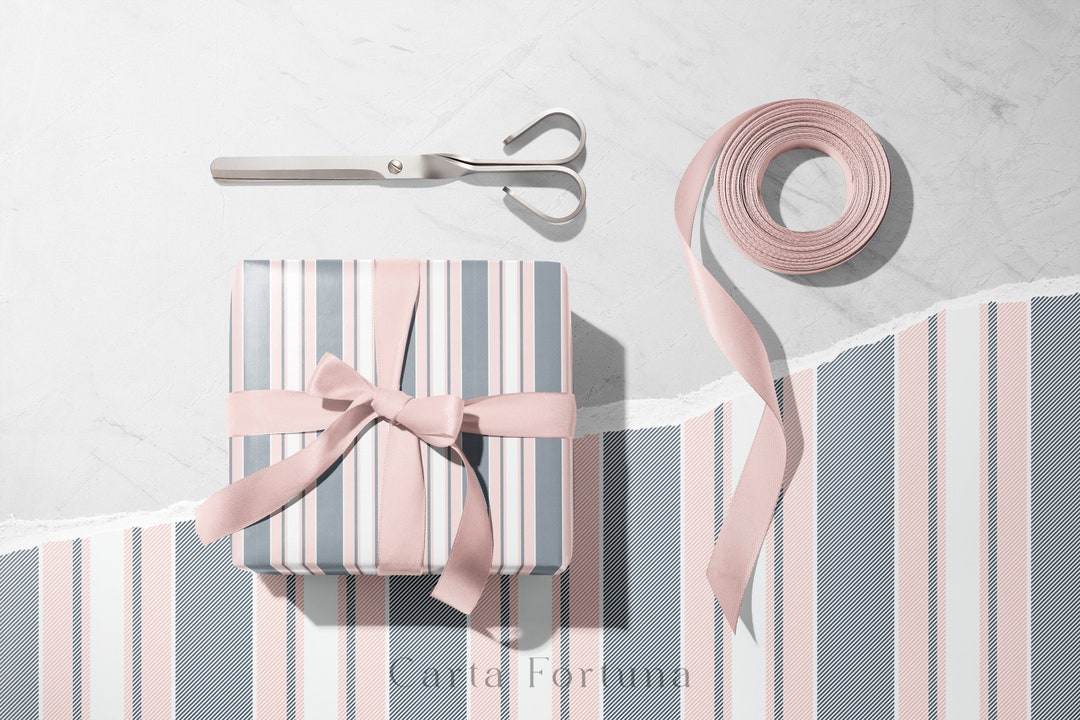 Hamptons Pink Stripe Gift Wrap, Beach Bachelorette Party, Wrapping ...