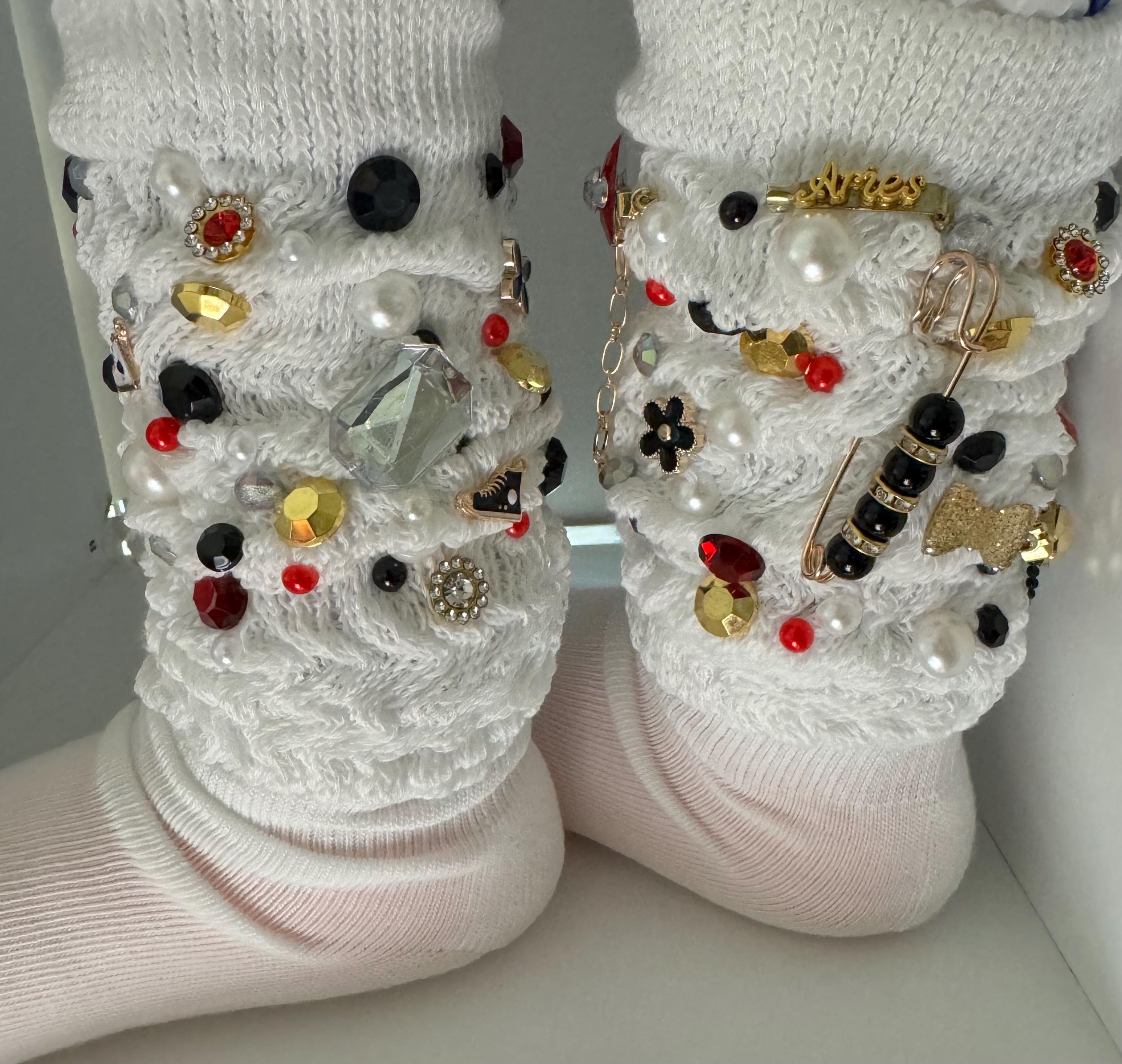 Treasure Sockz Slouch, Scrunch Socks. Letter Patch, Unique Handmade ...