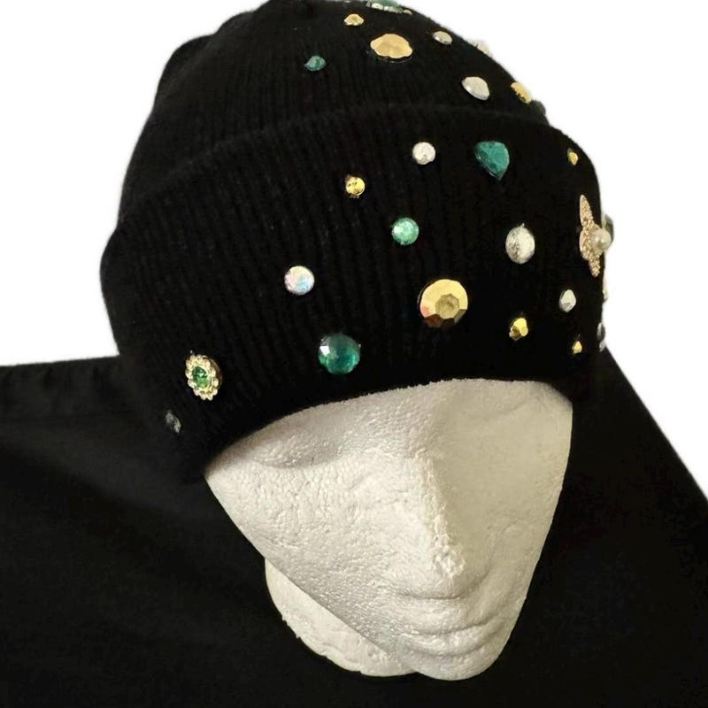 Rhinestone Beanie - Etsy