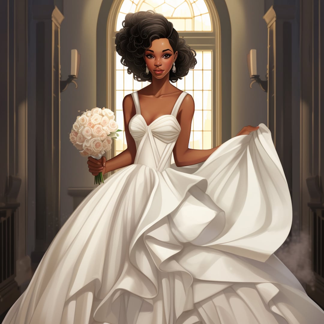 Bride Clipart Digital Download Wedding Black Bride Cartoon Art - Etsy