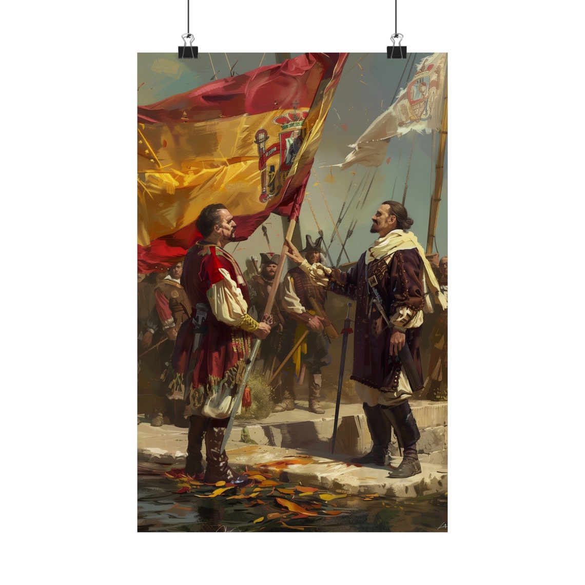 Christopher Columbus Map Matte Poster, Hispanola Decor Print, Columbus ...