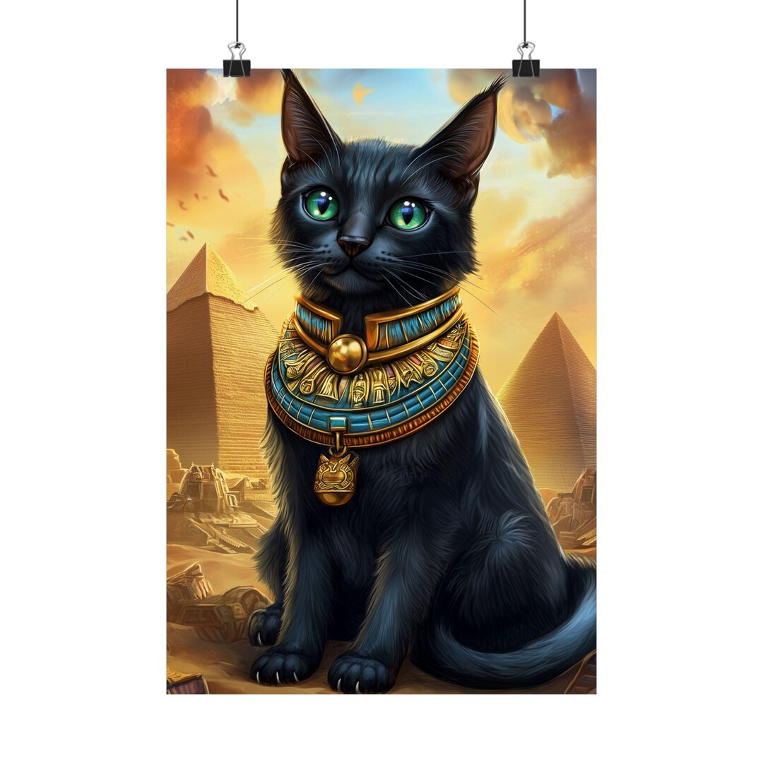 Egyptian Pyramids Cat Wall Art, British Shorthair Matte Poster, Pharaoh ...