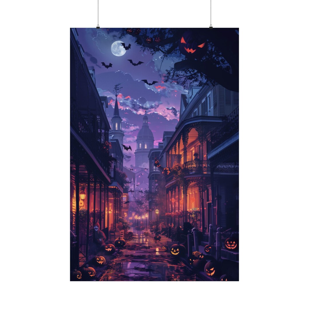 Retro Spooky Jazz New Orleans Poster, Halloween Wall Art, Vintage Music ...