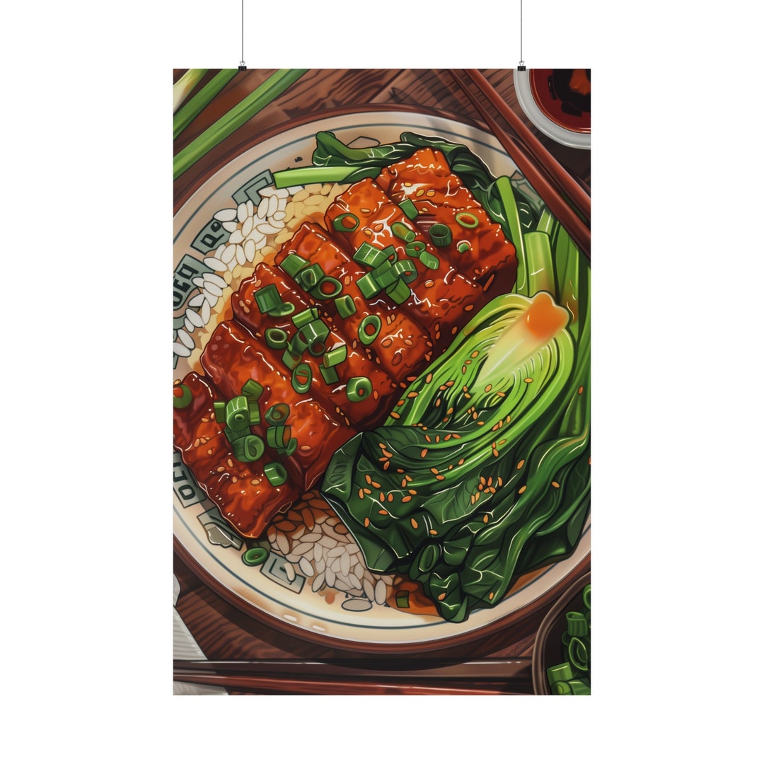 Savor the Culinary Bliss Cha Siu Pork With Bok Choy Rice Food Art ...