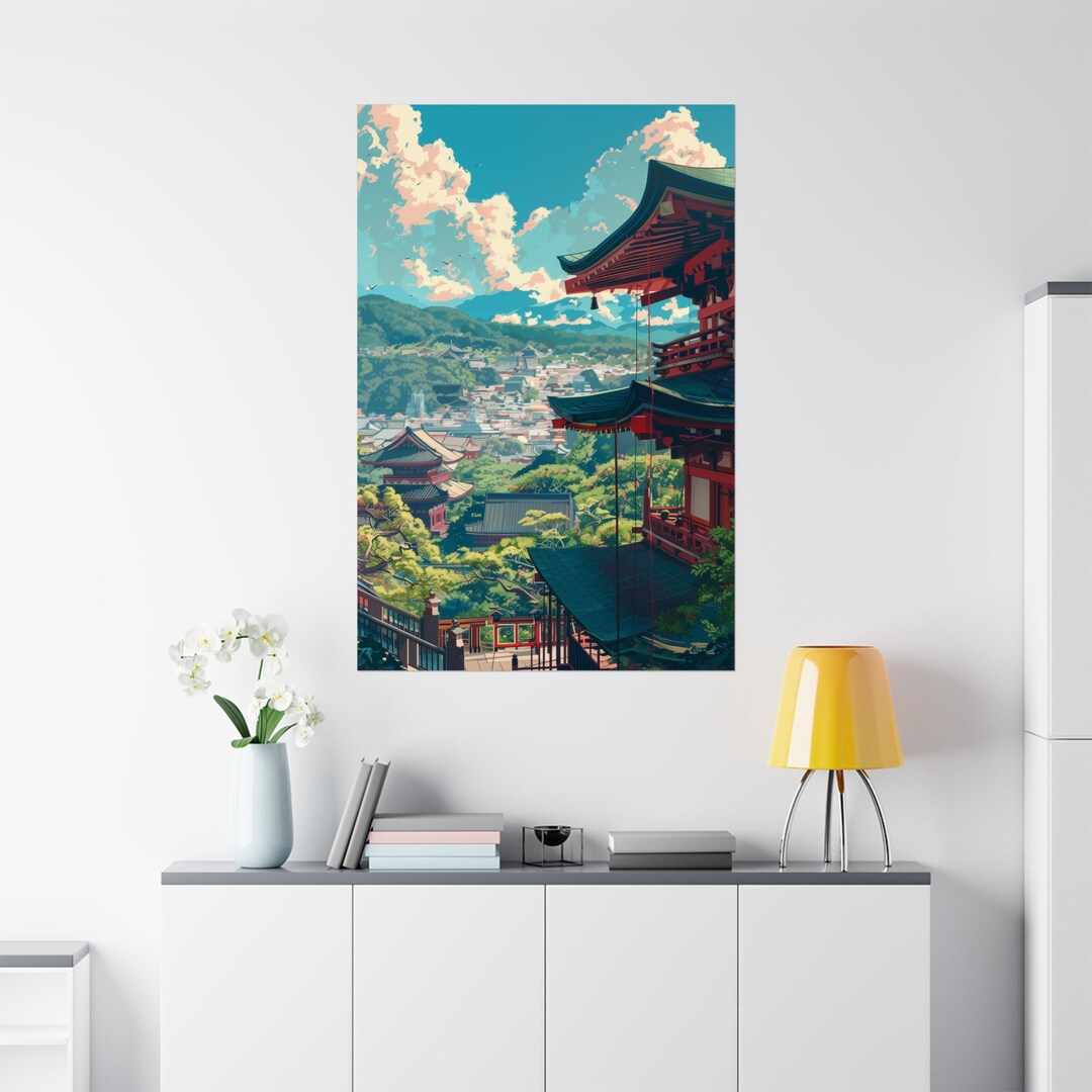 Kiyomizu Temple Kyoto Cartoon Style Poster, Japan Anime Art, Rich ...