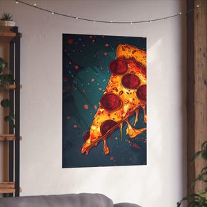 Delicious Pepperoni Pizza Print, Foodie Art Poster, Cravings Wall Art ...