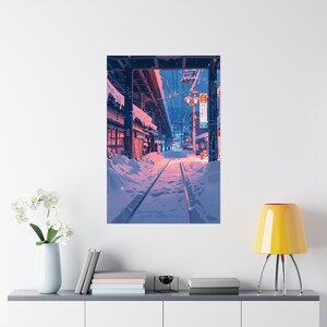Winter Wonderland Anime Poster, Snowy Corridor in Aomori, Matte Finish ...