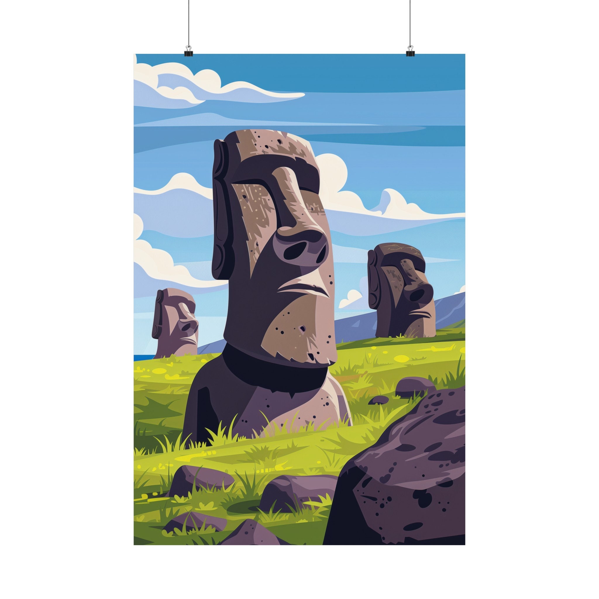 Mystic Moai: Lofi Anime Easter Island Statue Poster Inspire Island ...