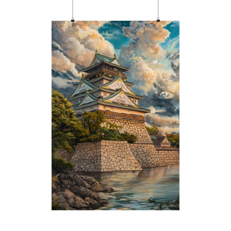 Osaka Castle With Clear Water Poster, Japan Landmark Print, City ...