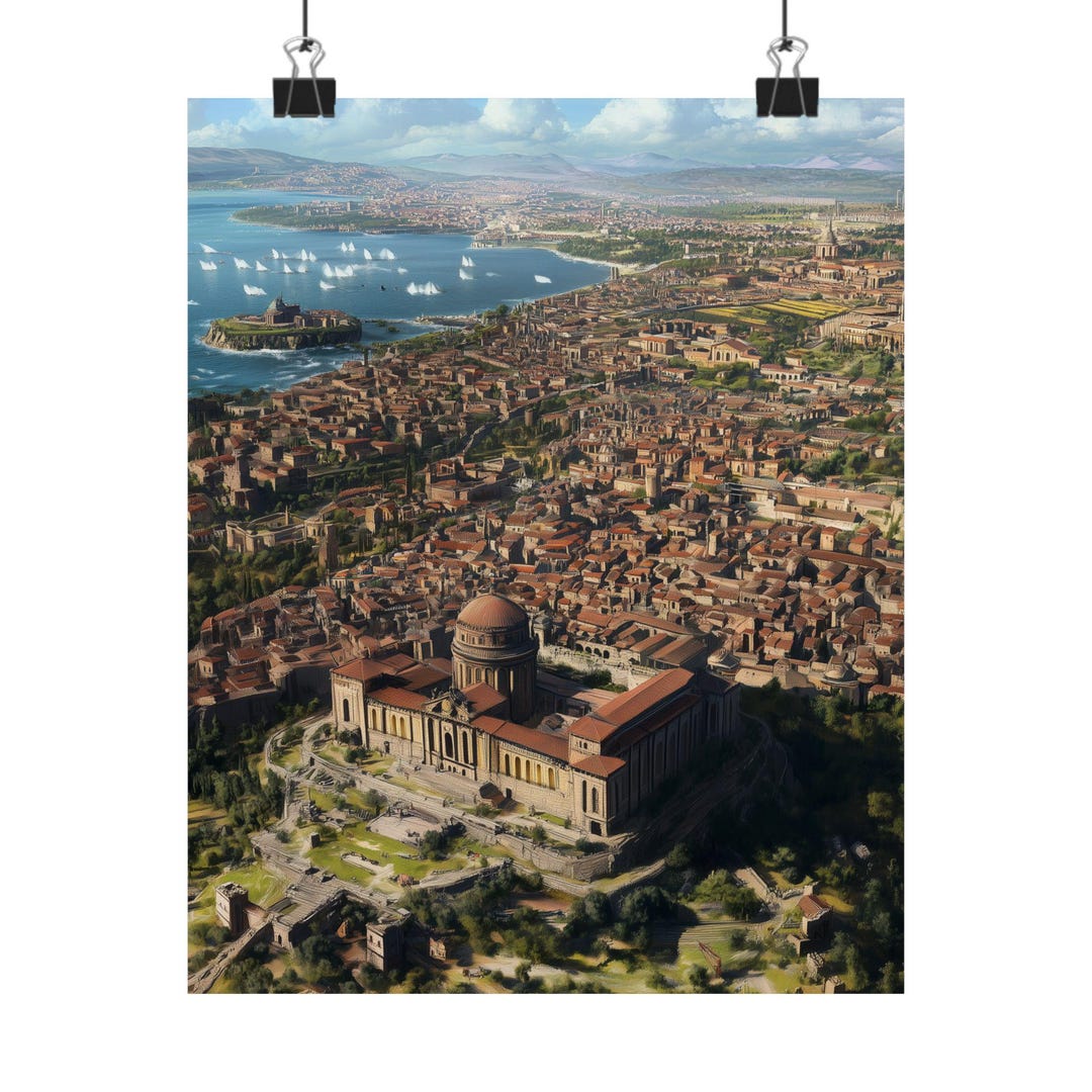 Constantinople Byzantine Empire Aerial View Matte Poster, Ancient City ...