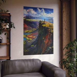 Keri Crater Iceland Poster, Anime Style Art Print, Colorful Wall Decor ...