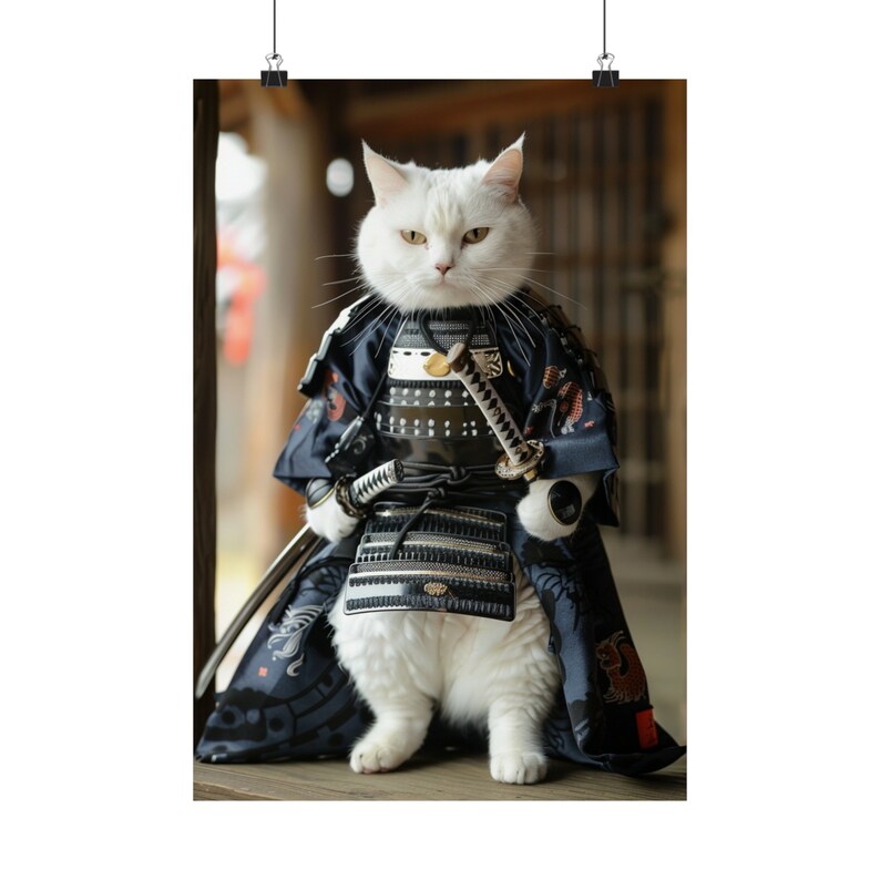 Feline Samurai Valor: Our Adorable White British Shorthair Wears a ...