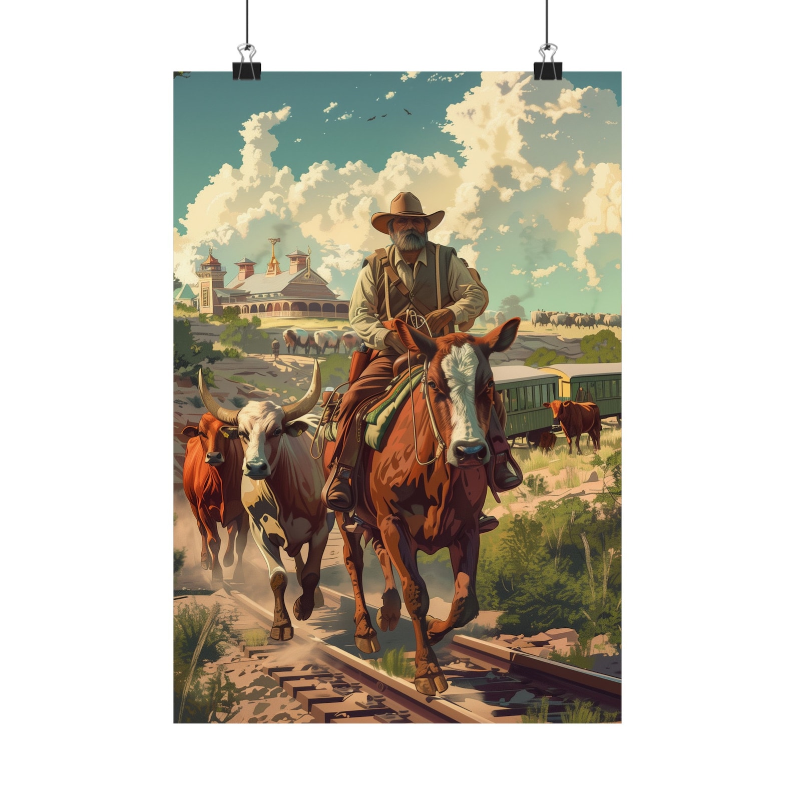 Get Ready to Wrangle With Texas Cowboy Anime Poster - Etsy