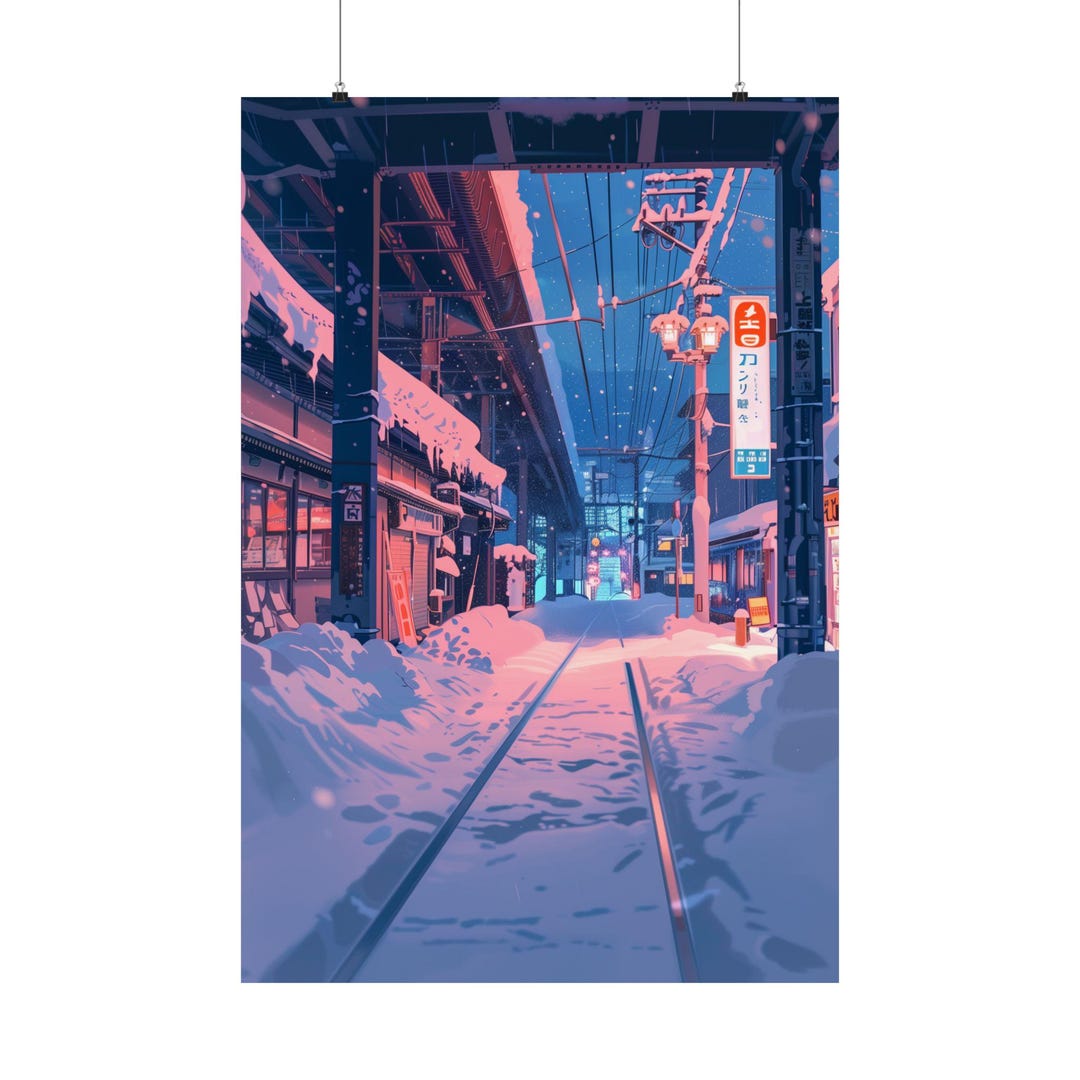 Winter Wonderland Anime Poster, Snowy Corridor in Aomori, Matte Finish ...