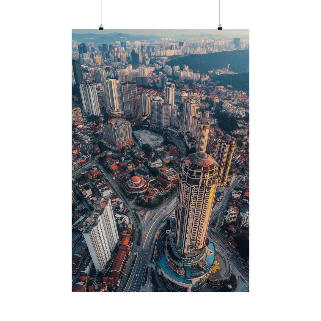Malaysia KLCC Drone's View Matte Poster, Realistic Kuala Lumpur ...