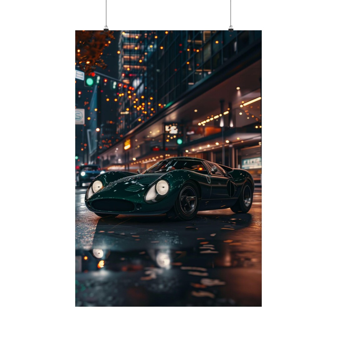 Vintage Green Car Poster, Old Town Road Print, Money Aesthetic Decor ...