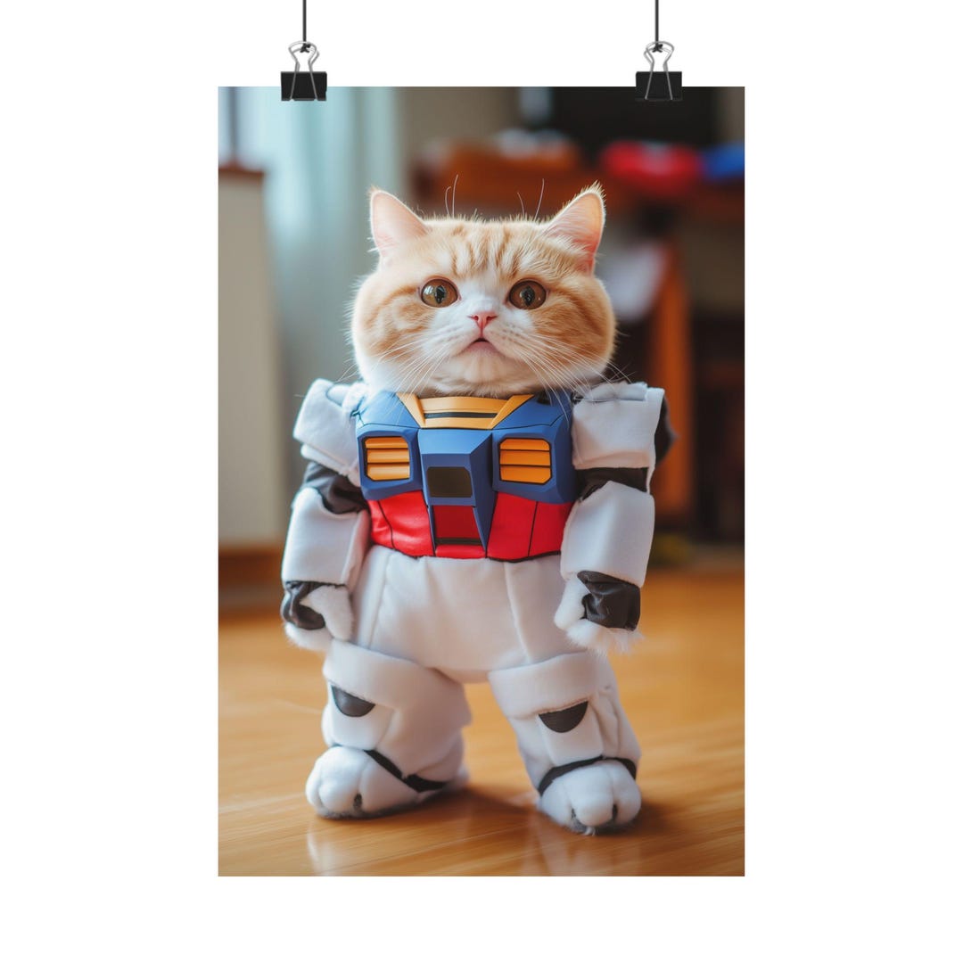 British Shorthair Cat Gundam Costume Poster, Matte Finish, Cat Lover ...