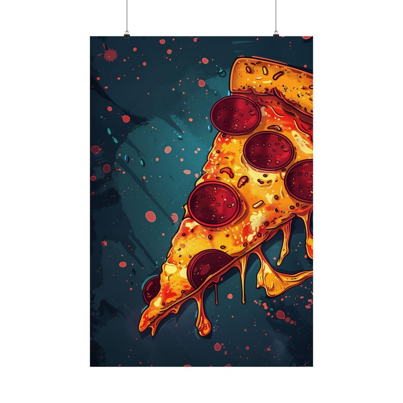 Delicious Pepperoni Pizza Print, Foodie Art Poster, Cravings Wall Art ...