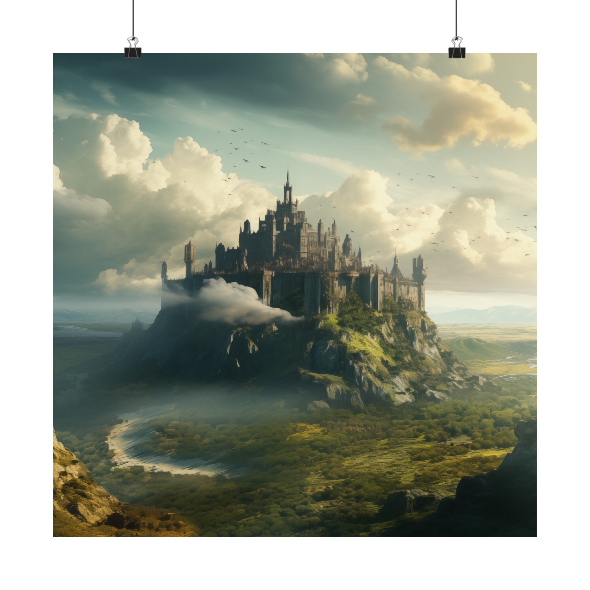 Matte Hilltop Castle Fantasy Poster, Fantasy Wall Decor, Enchanted ...