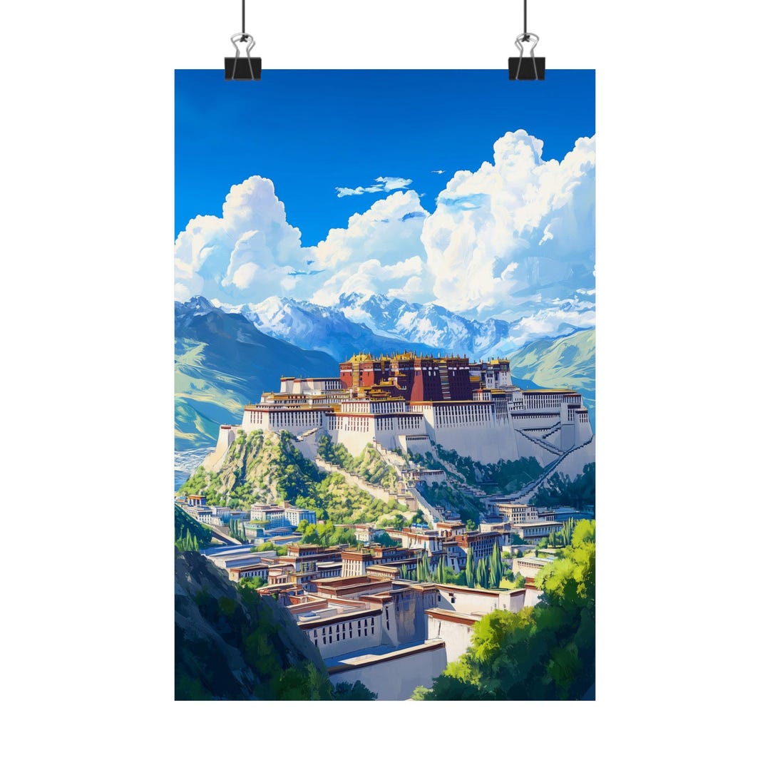 Anime-inspired Potala Palace Art Print | Tibet Landscape Wall Decor ...
